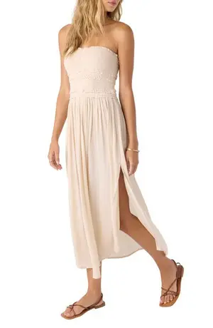 O'Neill Devyn Smocked Strapless Midi Dress - Tapioca