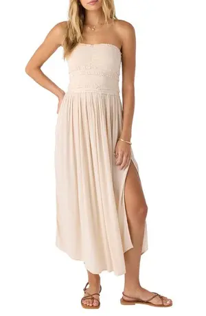 O'Neill Devyn Smocked Strapless Midi Dress - Tapioca