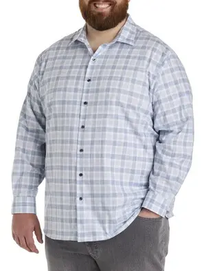 SYNRGY BY DXL Big & Tall Plaid Sport Shirt - Blue
