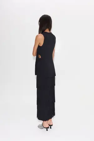 SIMONMILLER Knit Fringe Maxi Skirt - Black