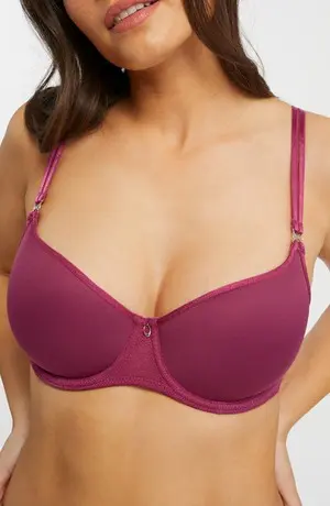 MONTELLE INTIMATES Underwire Spacer Balconette Bra Cranberry/ Rose