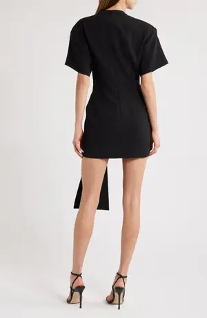 Lioness Martini Draped Belt Minidress - Onyx