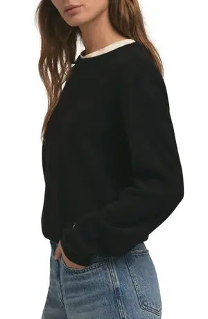 FAVORITE DAUGHTER Cashmere Crewneck Sweater - Black