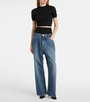 Alaïa Cropped Cashmere Top - Black