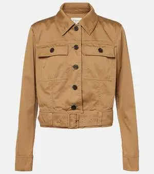 Saint Laurent Cropped Cotton Serge Jacket - Beige