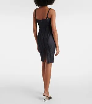 MUGLER Paneled Denim Bustier Mini Dress - Blue