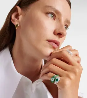 KAMYEN 18kt White Gold Emerald And Diamond Ring