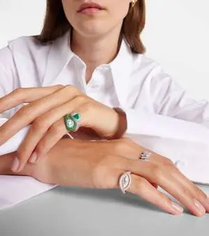 KAMYEN 18kt White Gold Emerald And Diamond Ring