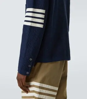 Thom Browne 4-bar Linen And Cotton-blend Cardigan