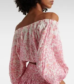 Poupette St Barth Bova Floral Cotton-blend Crop Top - Pink
