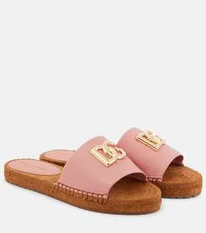 Dolce & Gabbana Dg Leather Espadrille Slides