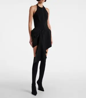 MUGLER Asymmetric Draped Mini Dress