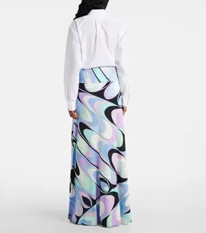 Emilio Pucci Jersey Satin Maxi Skirt - Blue
