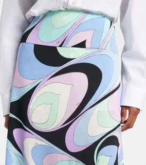 Emilio Pucci Jersey Satin Maxi Skirt - Blue