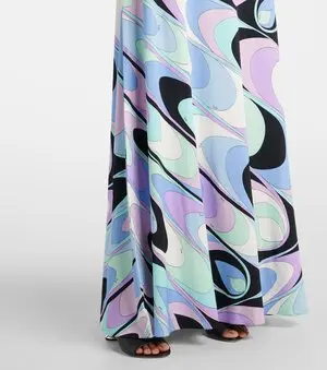 Emilio Pucci Jersey Satin Maxi Skirt - Blue