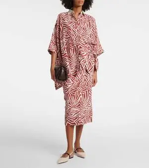 Brunello Cucinelli Printed Cotton And Silk Wrap Skirt