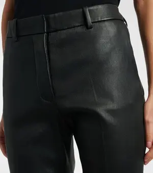 JOSEPH Coleman Leather Straight Pants - Black