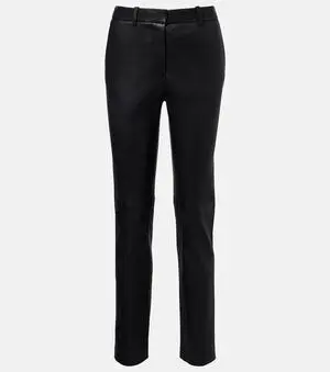 JOSEPH Coleman Leather Straight Pants - Black