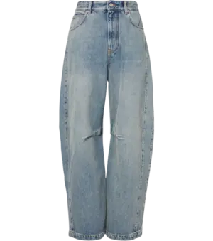 Loewe Anagram Barrel-leg Jeans In Washed Denim - Blue