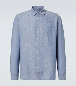 Orlebar Brown Justin Linen Chambray Shirt - Blue