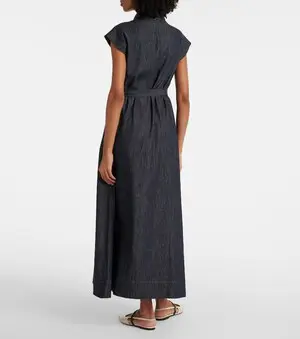 Brunello Cucinelli Belted Denim Maxi Dress - Blue