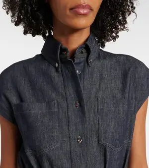 Brunello Cucinelli Belted Denim Maxi Dress - Blue