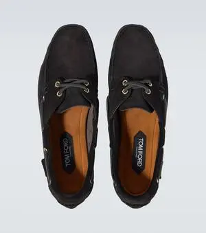 TOM FORD Robin Suede Boat Shoes - Black