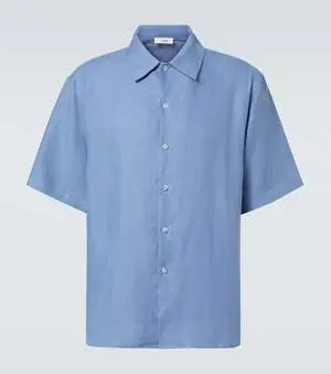 Commas Linen Bowling Shirt - Blue