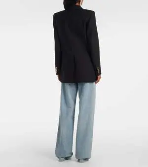 Saint Laurent Wool Gabardine Double-breasted Blazer - Black