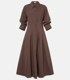 Simkhai Pintuck Cotton-blend Midi Dress - Brown