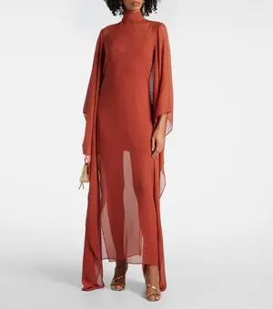 TALLER MARMO Silk Chiffon Kaftan - Red