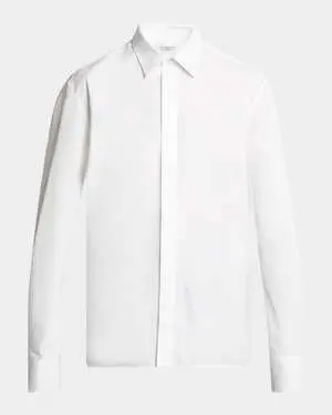 Saint Laurent Solid Cotton Sport Shirt - White