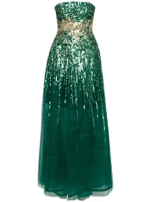 SAIID KOBEISY Embroidered Strapless Gown