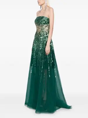 SAIID KOBEISY Embroidered Strapless Gown