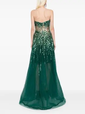 SAIID KOBEISY Embroidered Strapless Gown