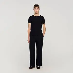 Sandro Two-tone Patch T-shirt - Black