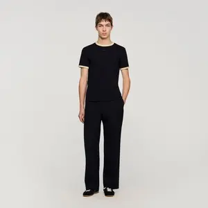 Sandro Two-tone Patch T-shirt - Black