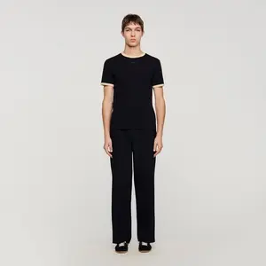 Sandro Two-tone Patch T-shirt - Black