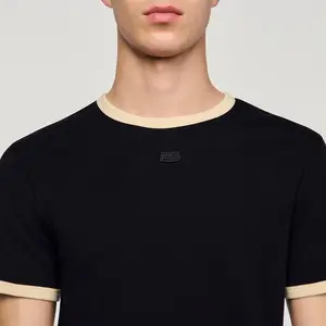 Sandro Two-tone Patch T-shirt - Black