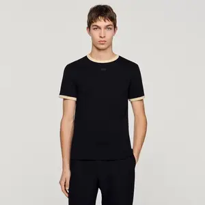 Sandro Two-tone Patch T-shirt - Black