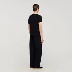 Sandro Two-tone Patch T-shirt - Black