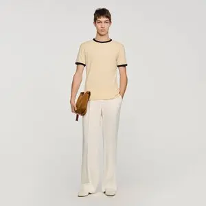 Sandro Two-tone Patch T-shirt - Sand