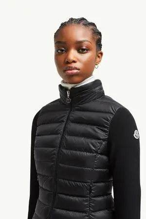 Moncler Padded Zip-up Merino Wool Cardigan - Black