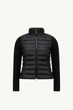 Moncler Padded Zip-up Merino Wool Cardigan - Black