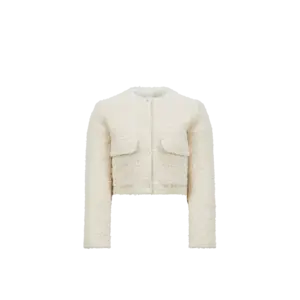 Moncler Dauphin Tweed Short Down Jacket - White