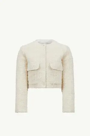 Moncler Dauphin Tweed Short Down Jacket - White