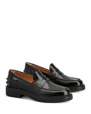 TOD'S Leather Loafer Flats - Black