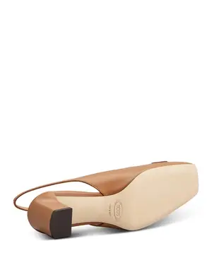TOD'S Leather Loafer Pumps - Light Beige