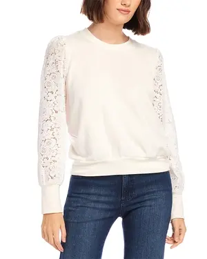 Karen Kane Contrast Lace Sleeve Top