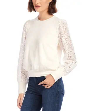 Karen Kane Contrast Lace Sleeve Top